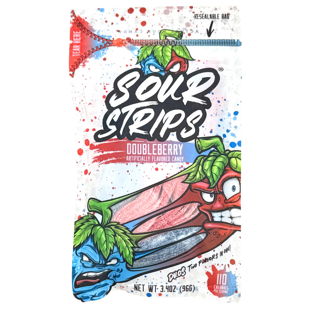 Sour Strips Doubleberry 96g - 12 Pack | Candy District