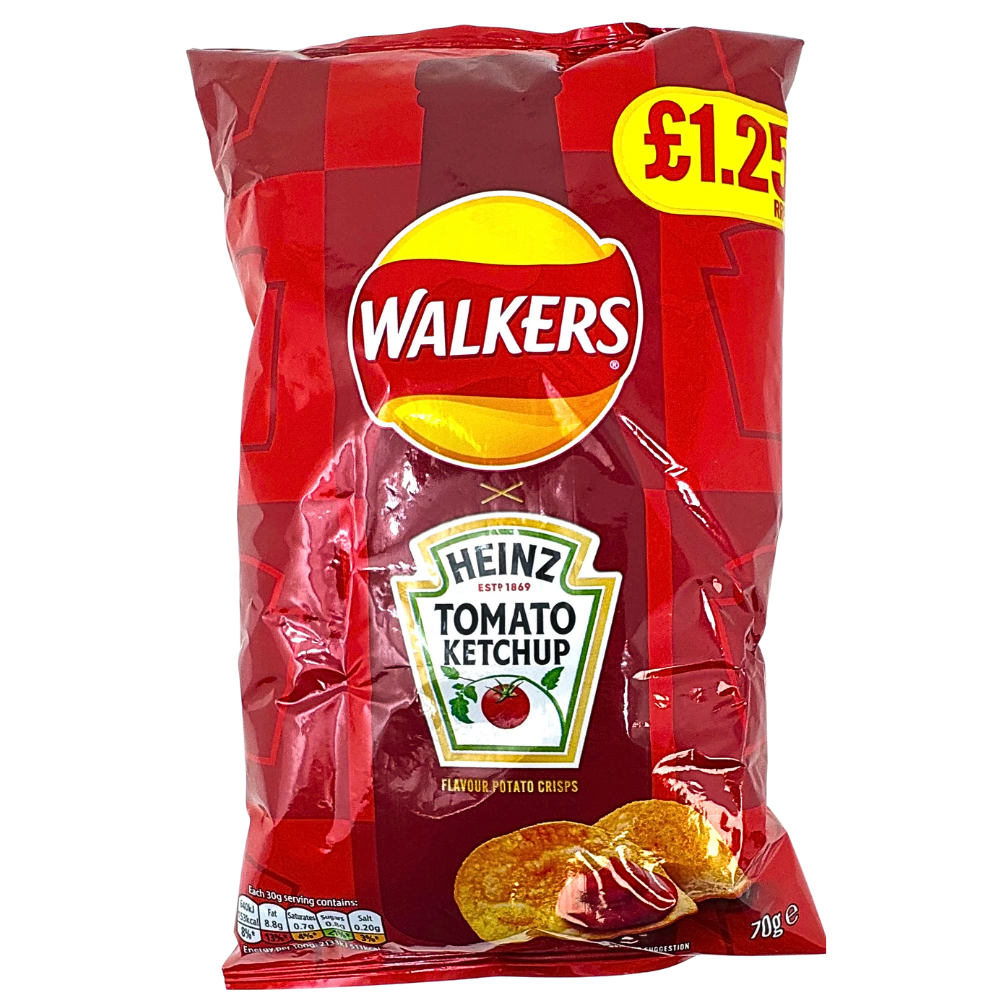 Walkers Heinz Tomato Ketchup Chips (UK) - 70g | Candy District