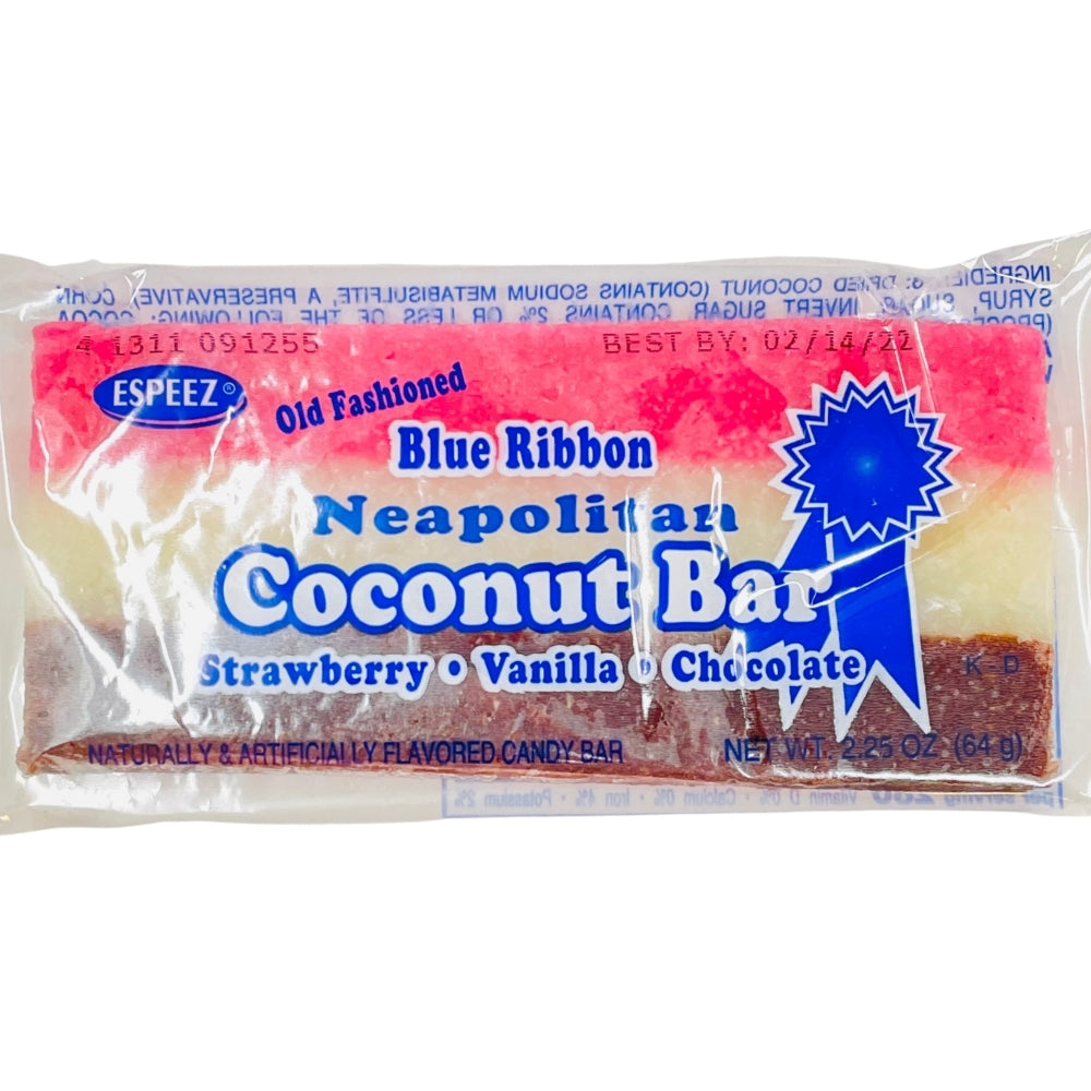 Blue Ribbon Neapolitan Coconut Bars 24 Pack | Candy District
