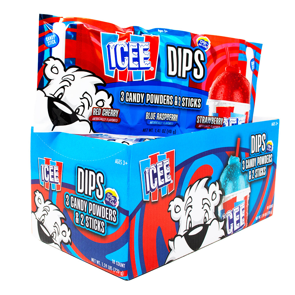 Icee 3 Piece Dips Candy Powder Sticks - 18 Pack | Candy District
