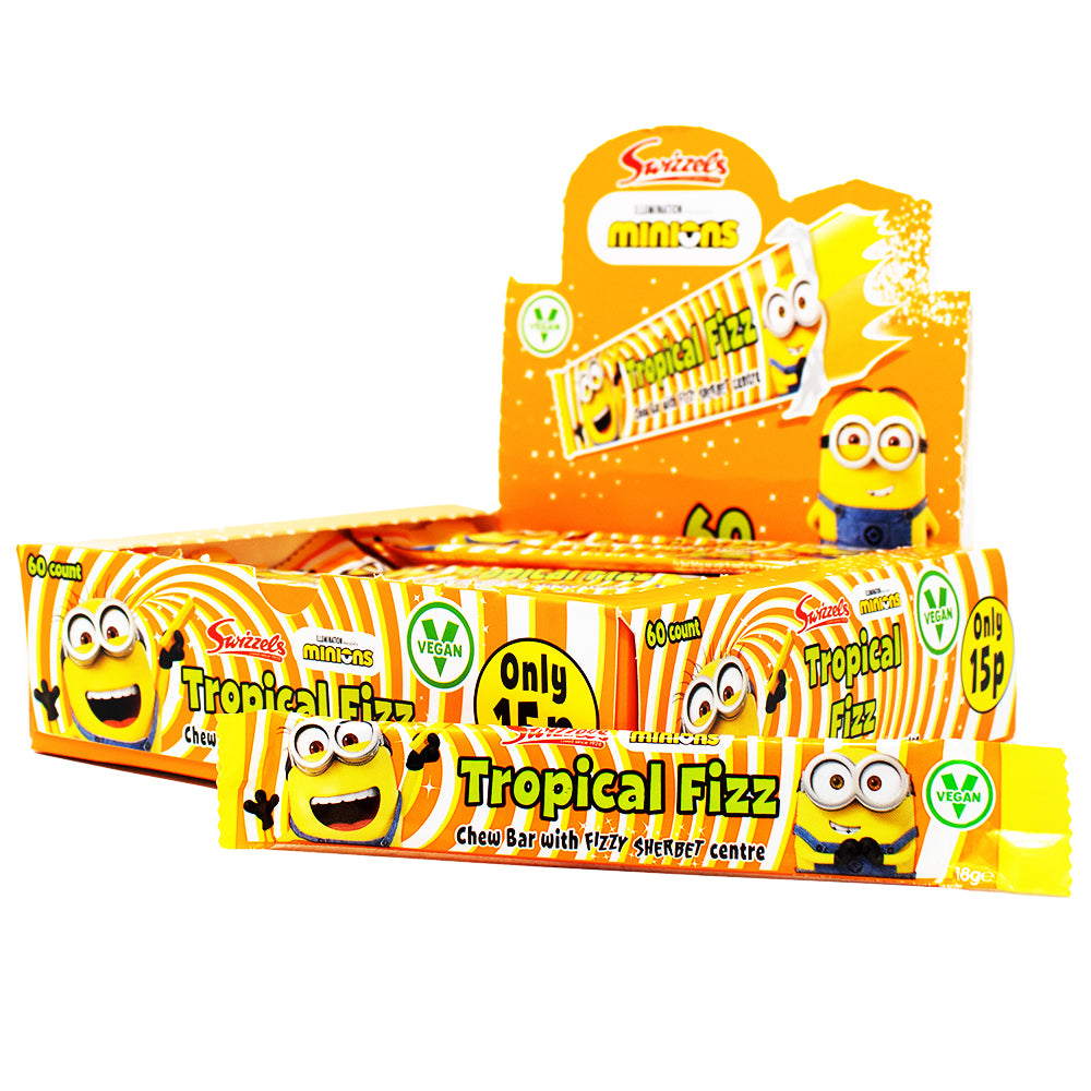 Swizzel's Minions Tropical Fizz Chew Bar (UK) 18g - 60 Pack | Candy ...