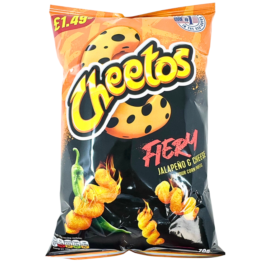 Cheetos Fiery Jalapeno & Cheese Corn Puffs - 70g | Candy District