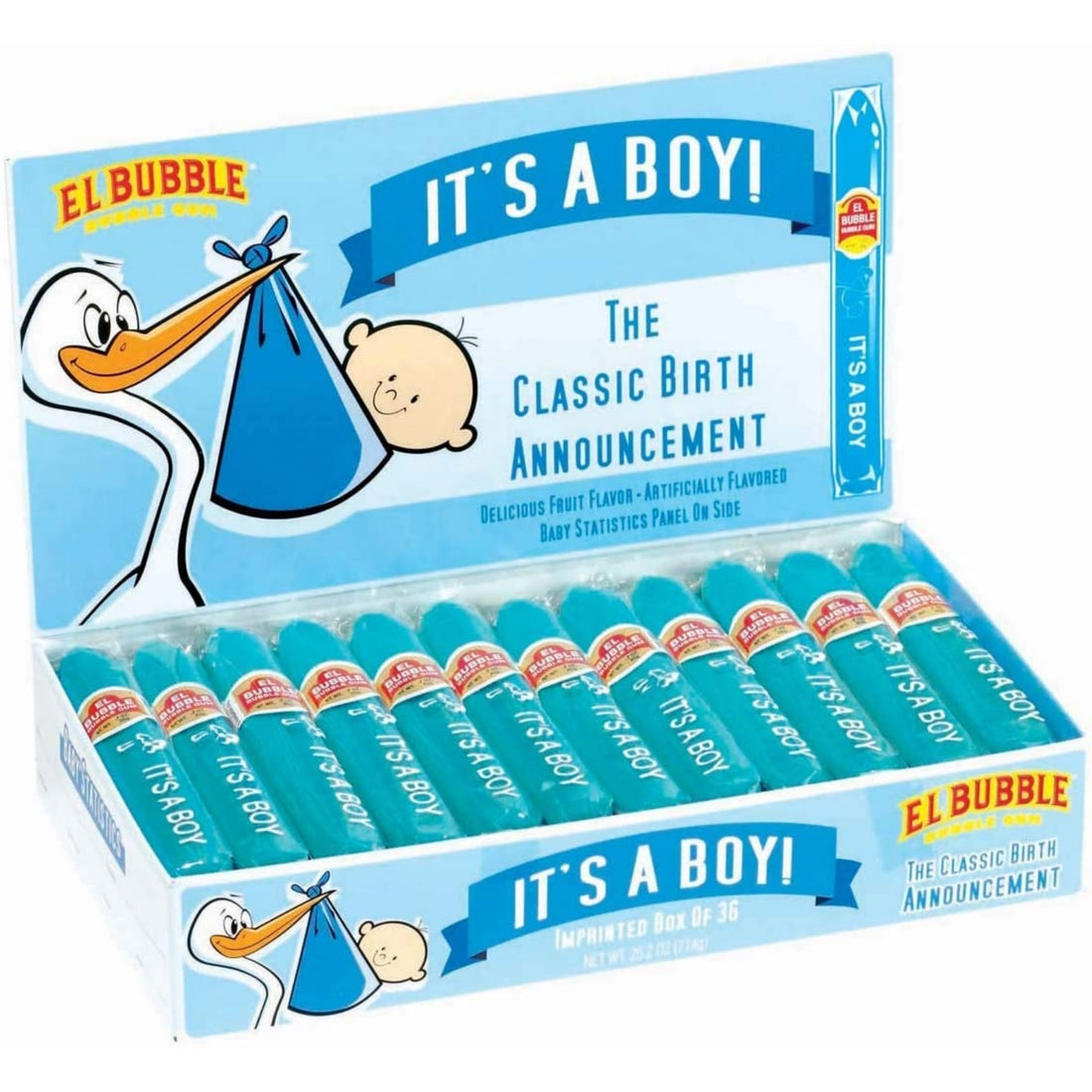 El-Bubble It's A Boy Bubble Gum Cigars 36 Pieces - 1 Box | Candy District
