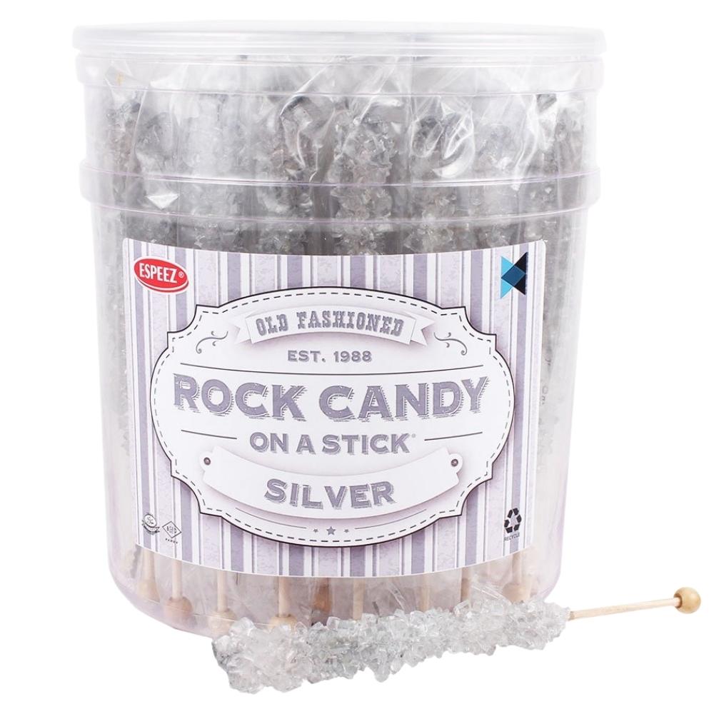 Rock Candy Sticks Silver 36 Pieces - 1 Tub | Candy District