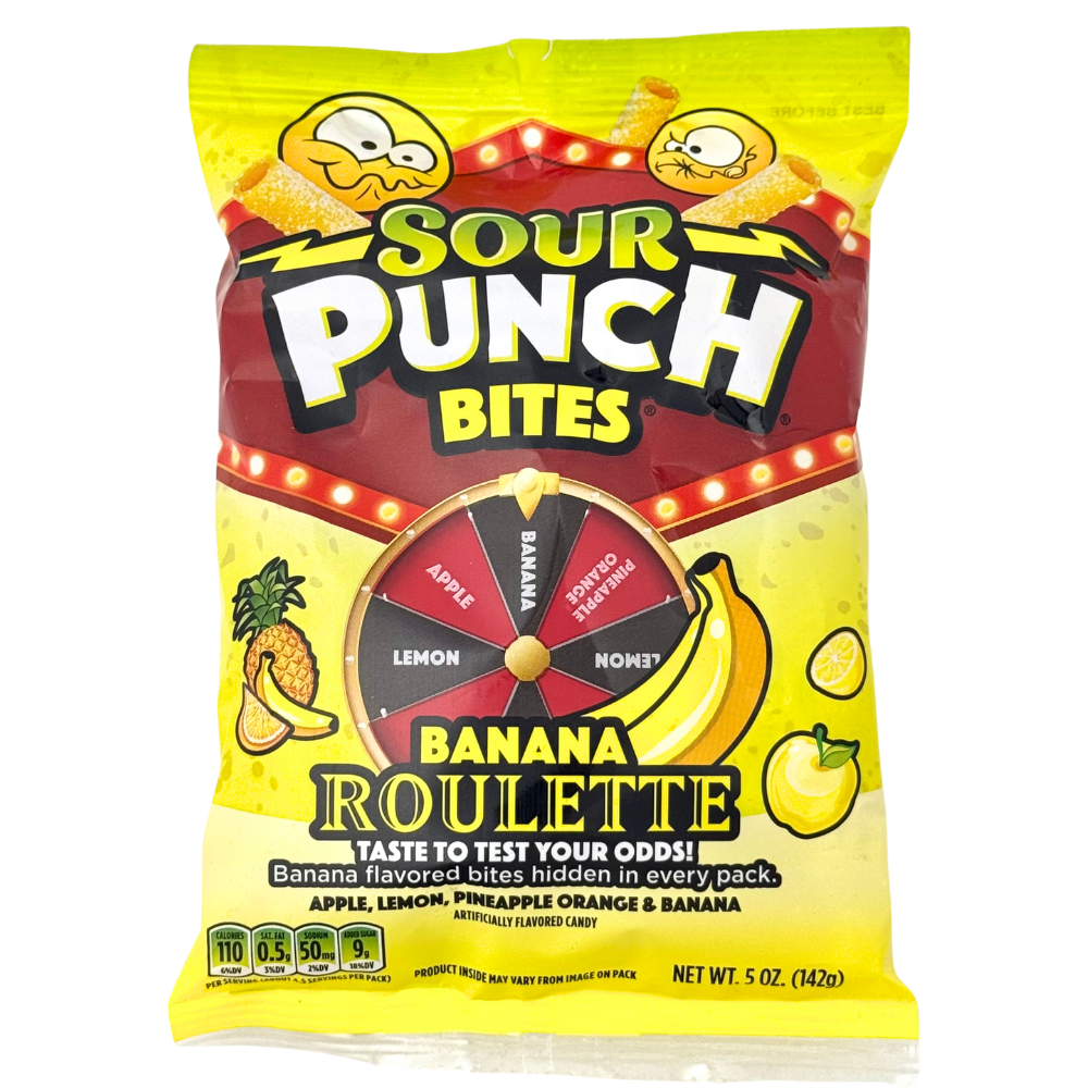 Sour Punch Bites Banana Roulette 5oz - 12 Pack | Candy District