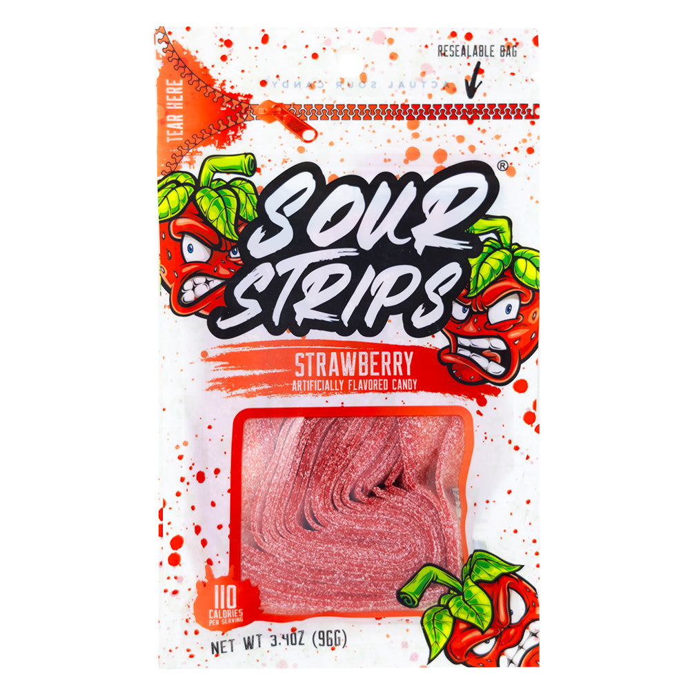 Sour Strips Strawberry 96g | Candy District